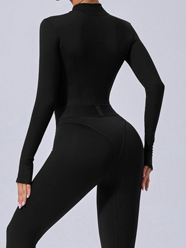 ZASUWA Female Push-Up Mesh Thumbhole Zipper Jumpsuit – ZASUWASWIMWEAR